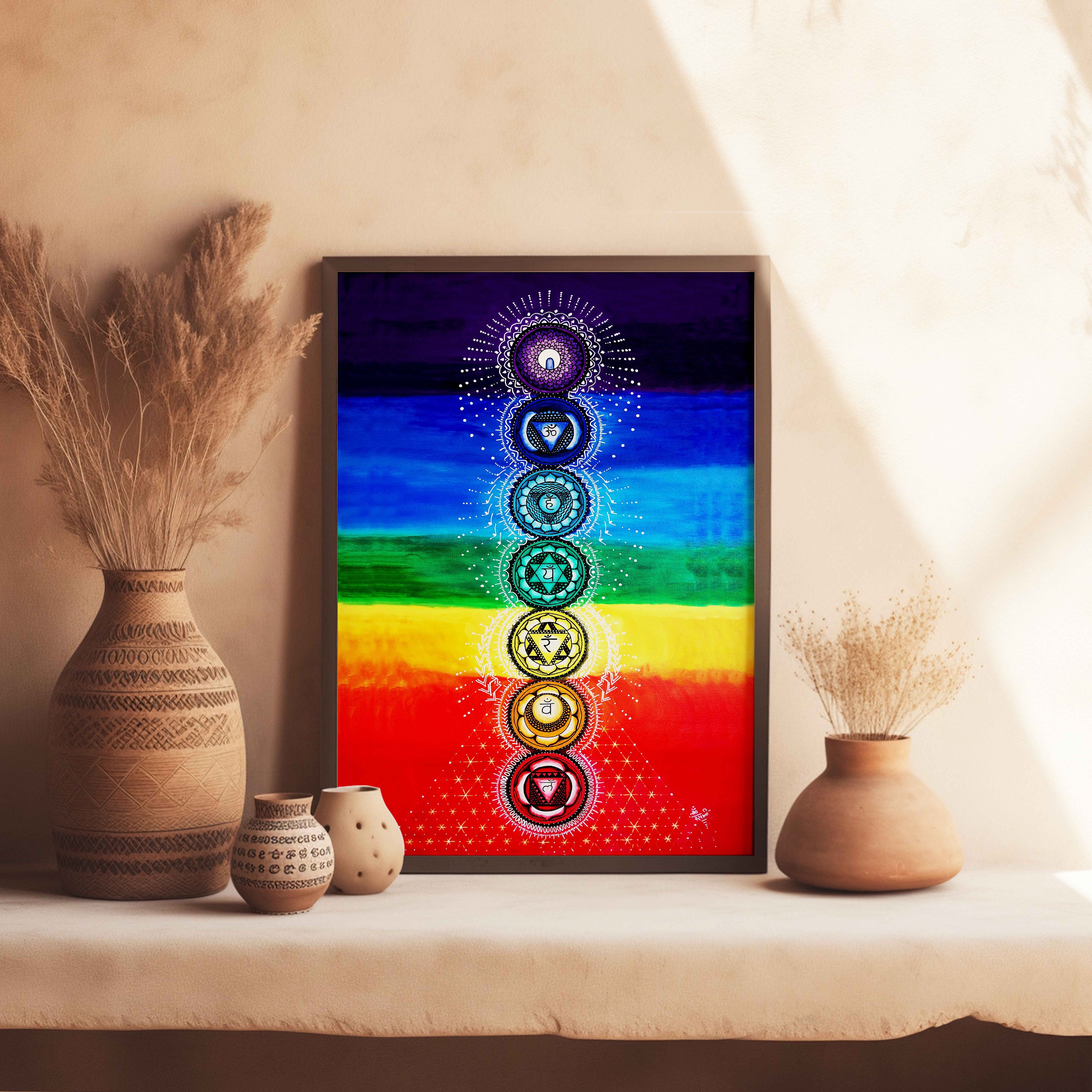 Digital Download Large Seven Chakras Painting , With Mantra Instant ...