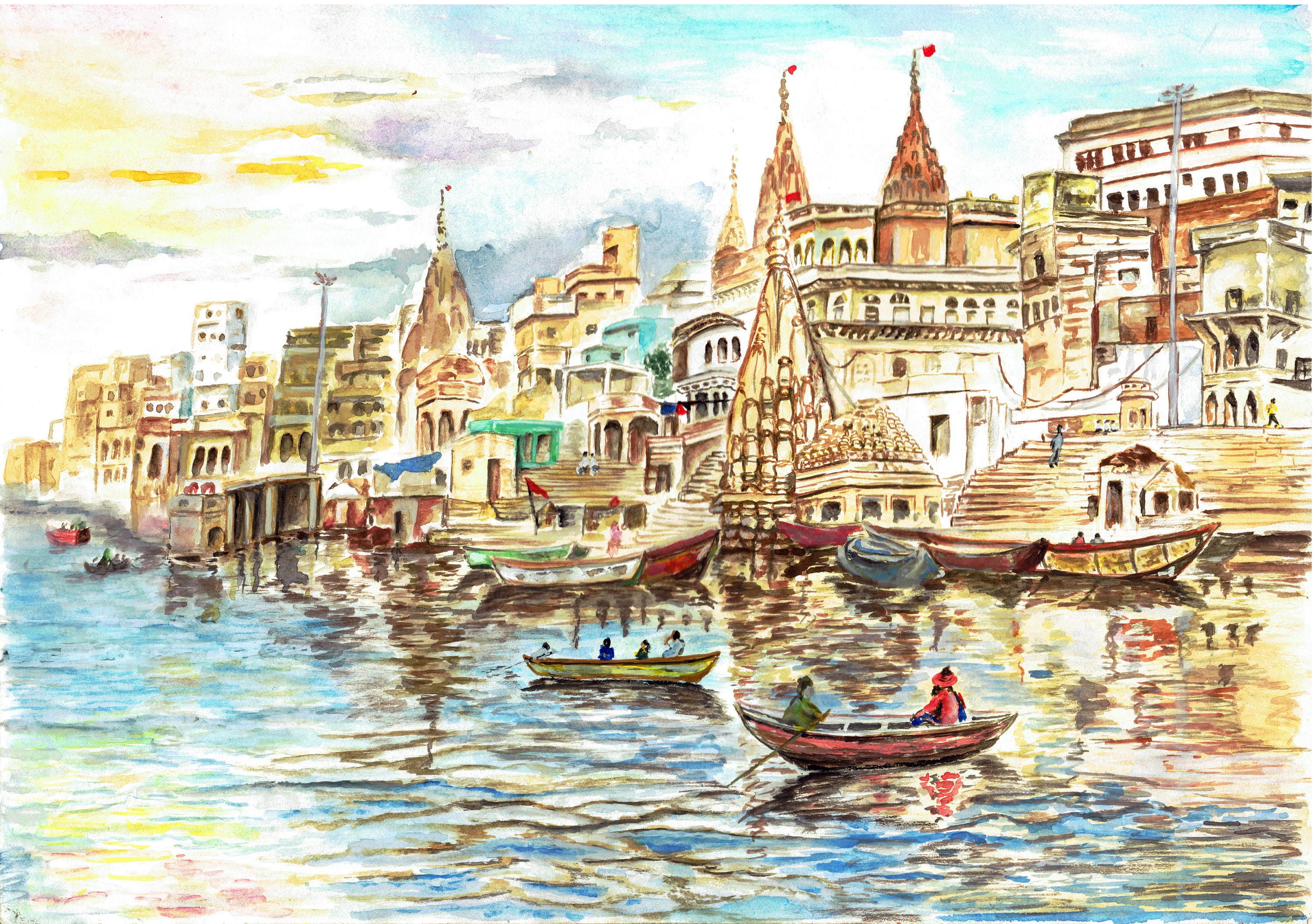 Framed/Unframed Print of Original Art Banaras/Varanasi Art | Etsy