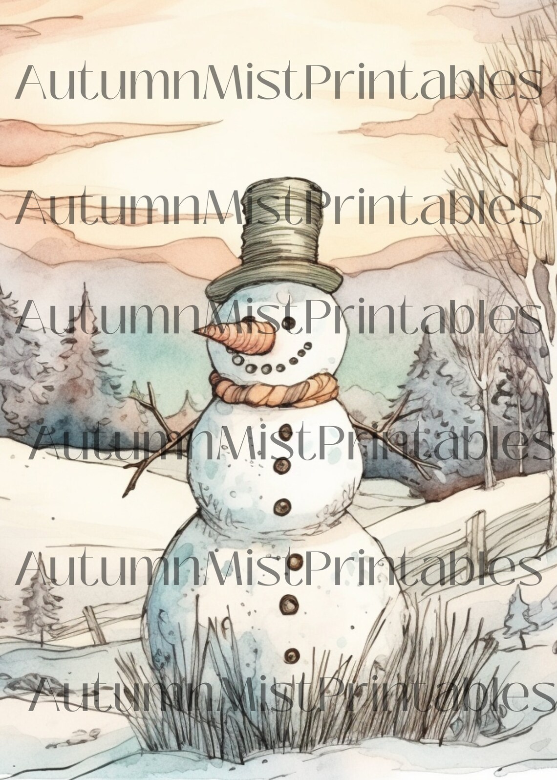Snowman Christmas Card Printables: Winter Greetings DIY (digital ...
