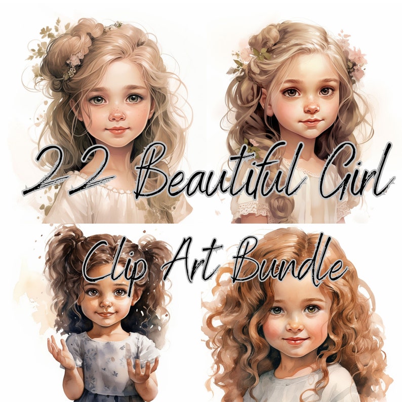 22 Cute Girls Clip Art Bundle, for Journals, Scrapbooks, Planners ...