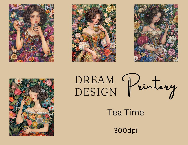 16 Printable Tea Time Digital Papers, Digital Download, Junk Journal ...