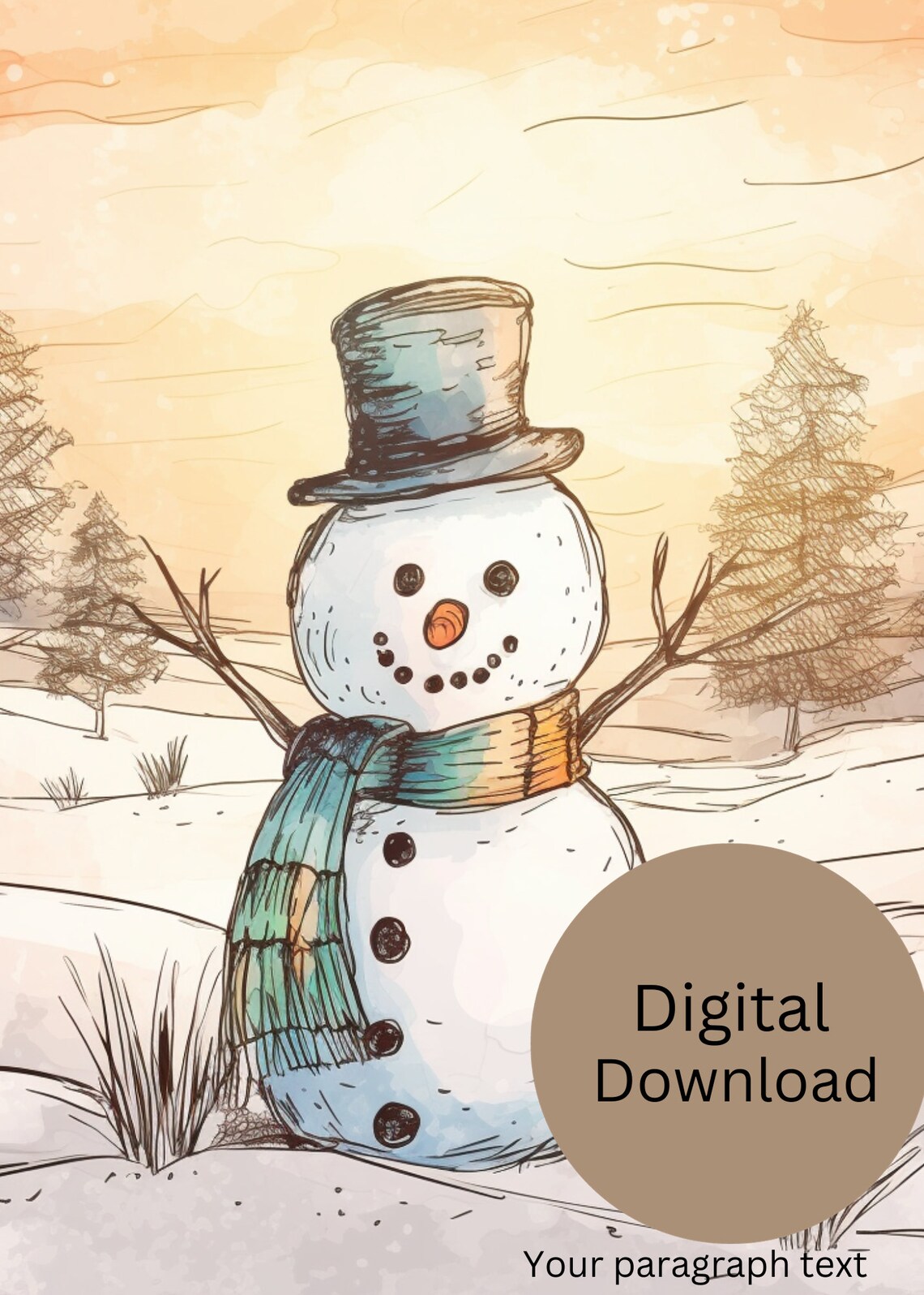Snowman Christmas Card Printables: Winter Greetings DIY (digital ...