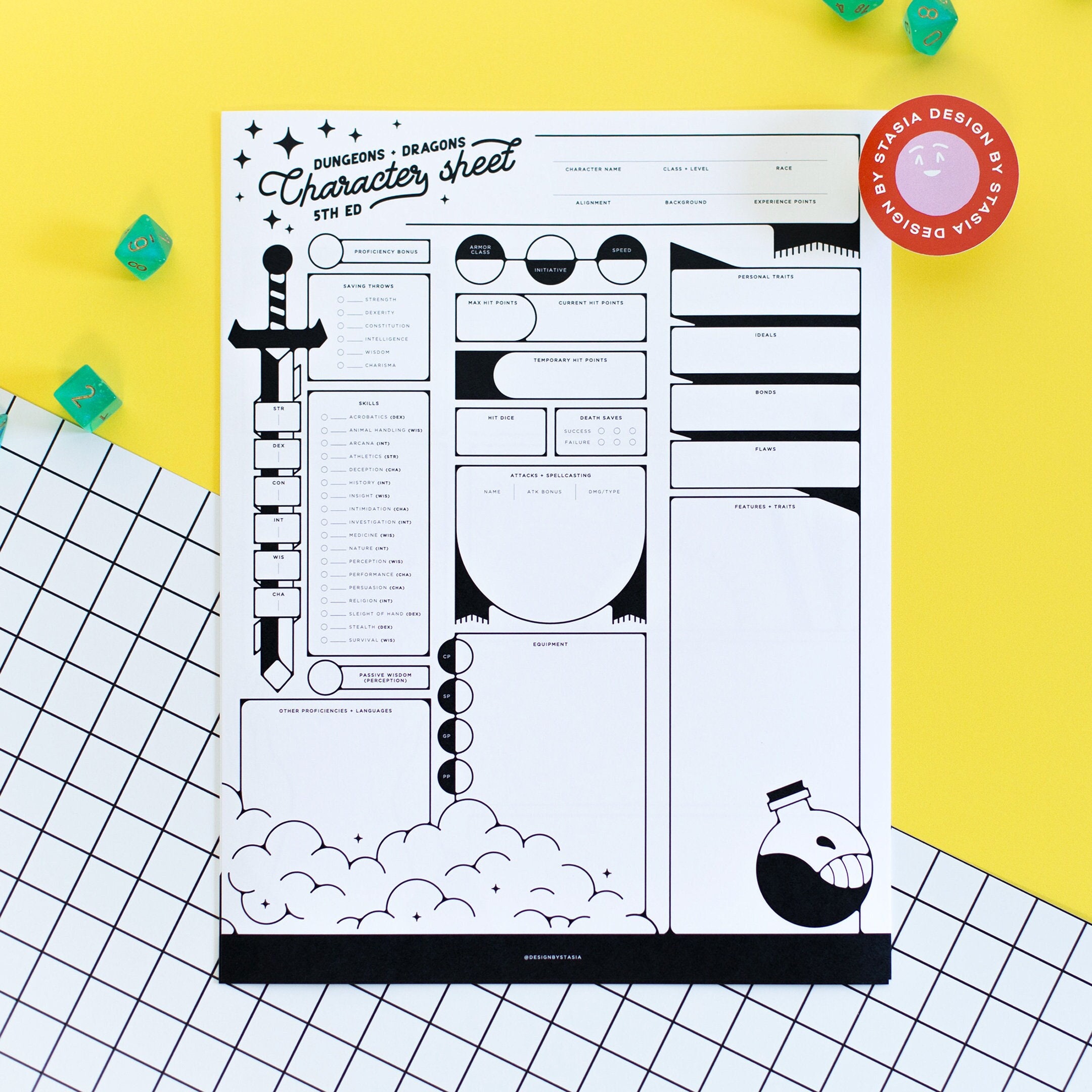REVISED Dnd Character Sheet 5e Lined Unlined Stat Sheet | Etsy UK