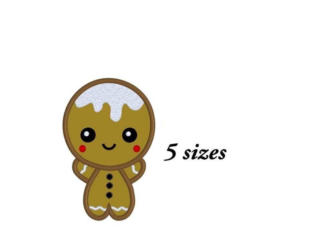 Gingerbread Man Applique Design, Instant Download, 5 Sizes, Fits 4x4 ...
