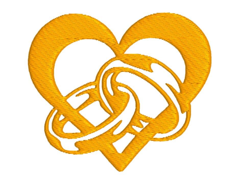Heart and Wedding Rings Machine Embroidery Design (fits 4''x4'' Hoop ...
