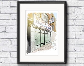 Beigel Bake Bakery Print, Brick Lane, East London Print, Housewarming ...