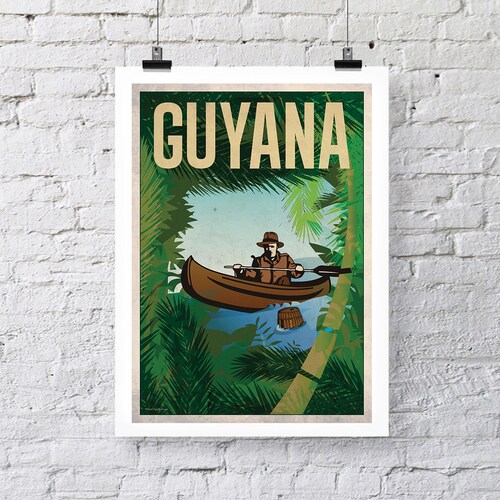 Guyana Vintage Style Map Print Guyana Map Poster Gift - Etsy