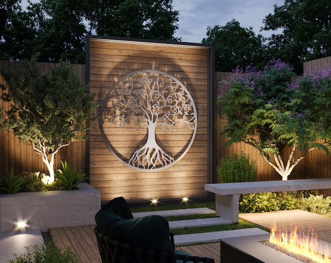 Tree of Life Outdoor Metal Wall Art, Large Metal Tree Wall Art, Modern ...