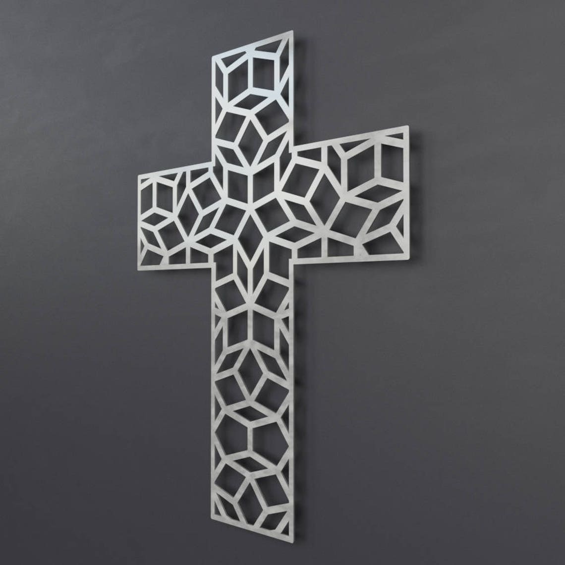 Penrose Metal Wall Cross Sculpture Large Wall Cross | Etsy