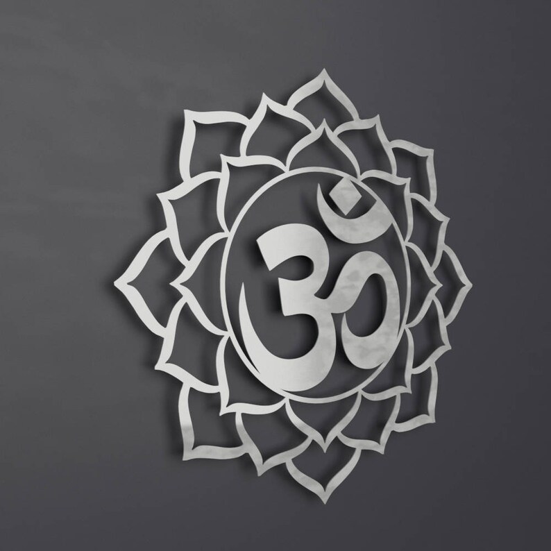 Om Sign Metal Wall Art Sculpture Om Lotus Flower Mandala - Etsy
