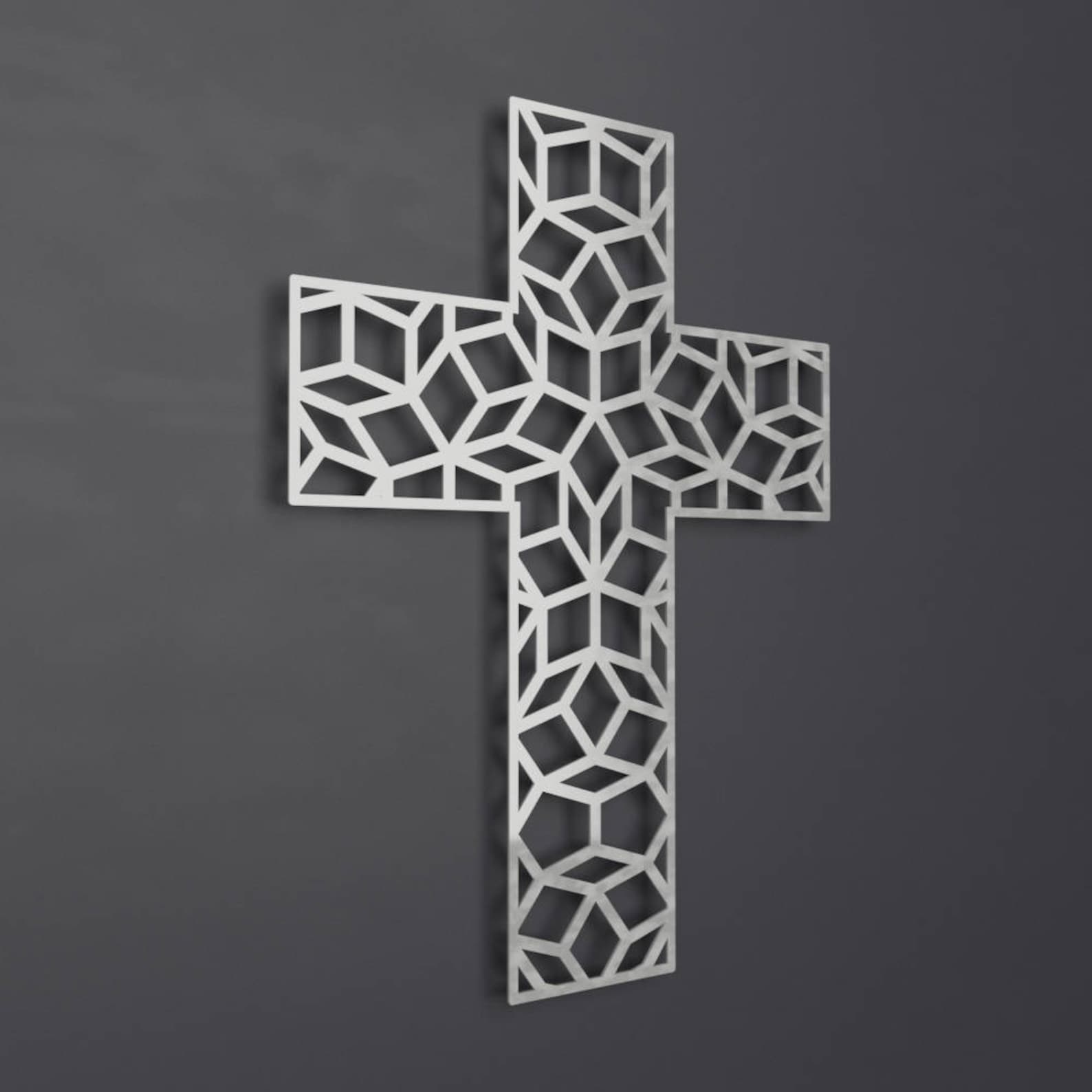 Penrose Metal Wall Cross Sculpture Large Wall Cross | Etsy