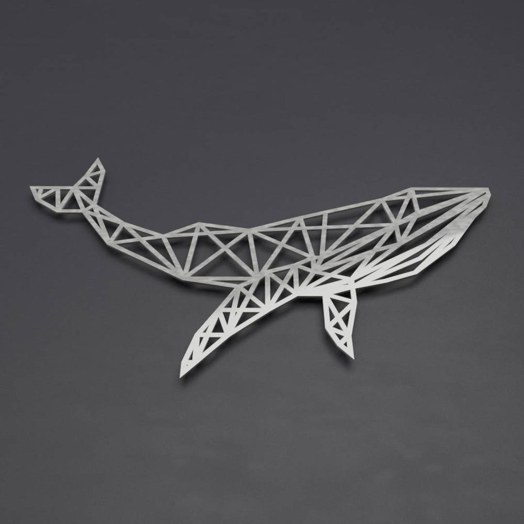 Blue Whale Metal Wall Art Sculpture, Geometric Wall Art, Whale Wall ...