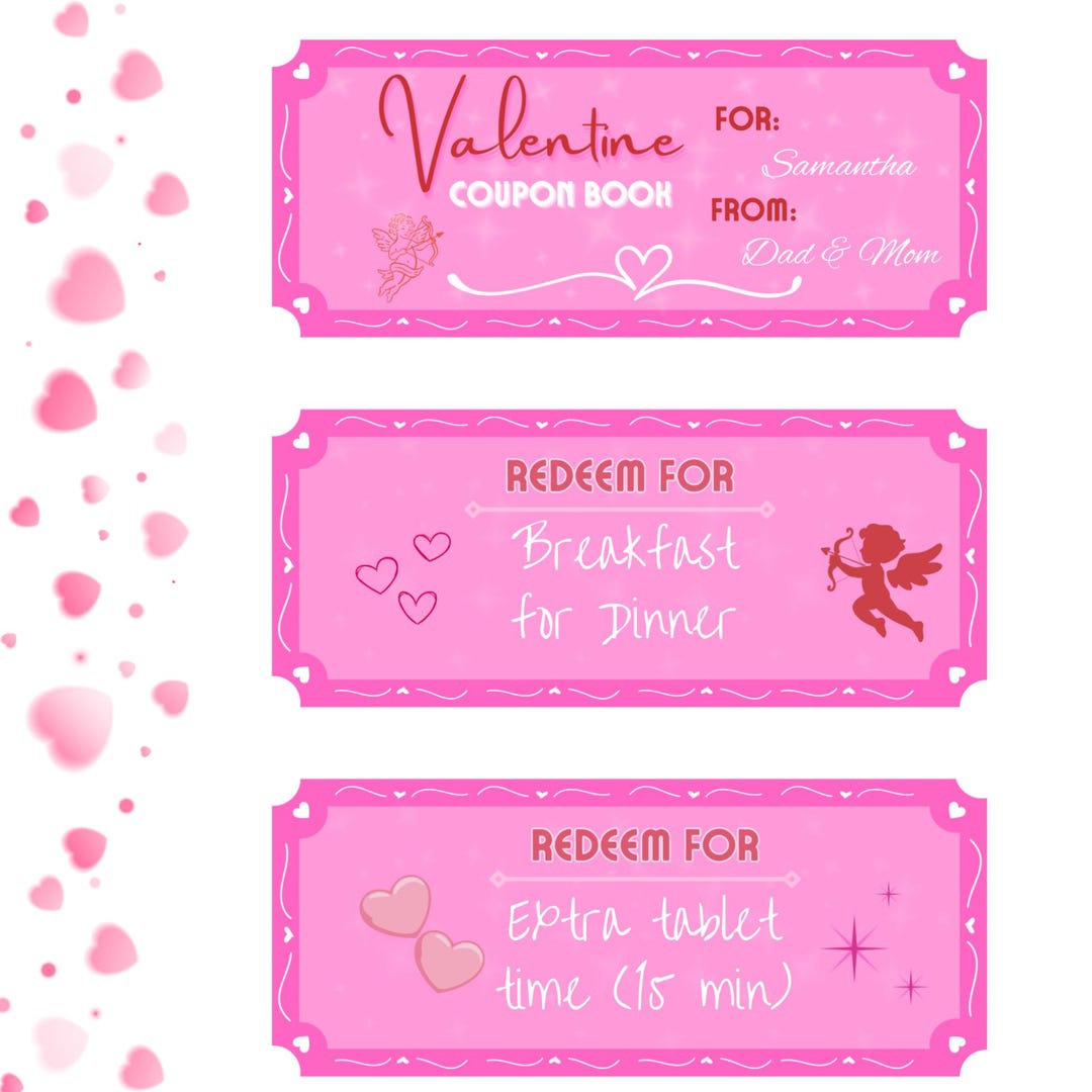 Kids Valentine's Day Coupon Book | Editable Printable (digital Download ...