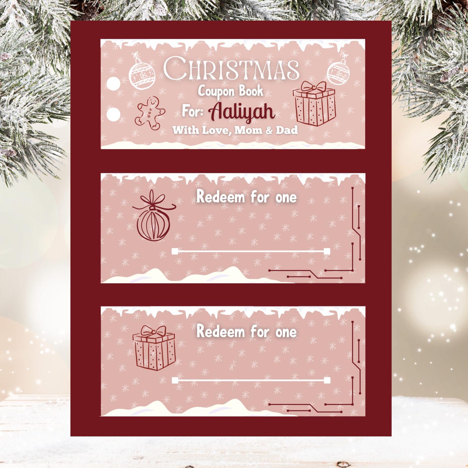 Editable Christmas Coupon Book Template – Personalized Gift (instant ...