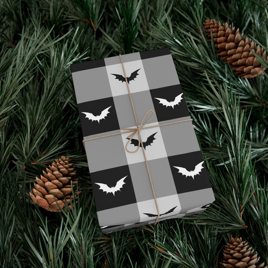 Snow White Bats Gingham Gift Wrap Paper - Etsy