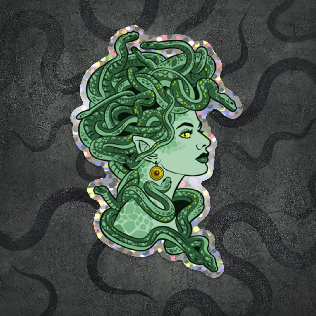 Glitter Medusa Sticker Absinthe Green Snake Decal Greek Myth Notebook ...