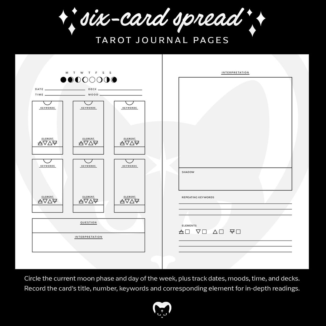 Six-card Tarot Journal: Daily Reading & Element Correspondence ...