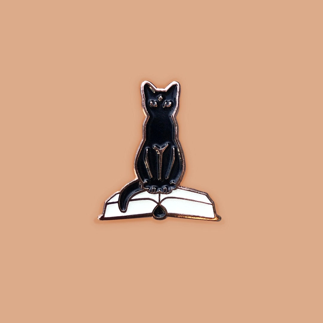 Spell Book Kitty Enamel Pin | Black Cat Glow in the Dark Open Book - Etsy