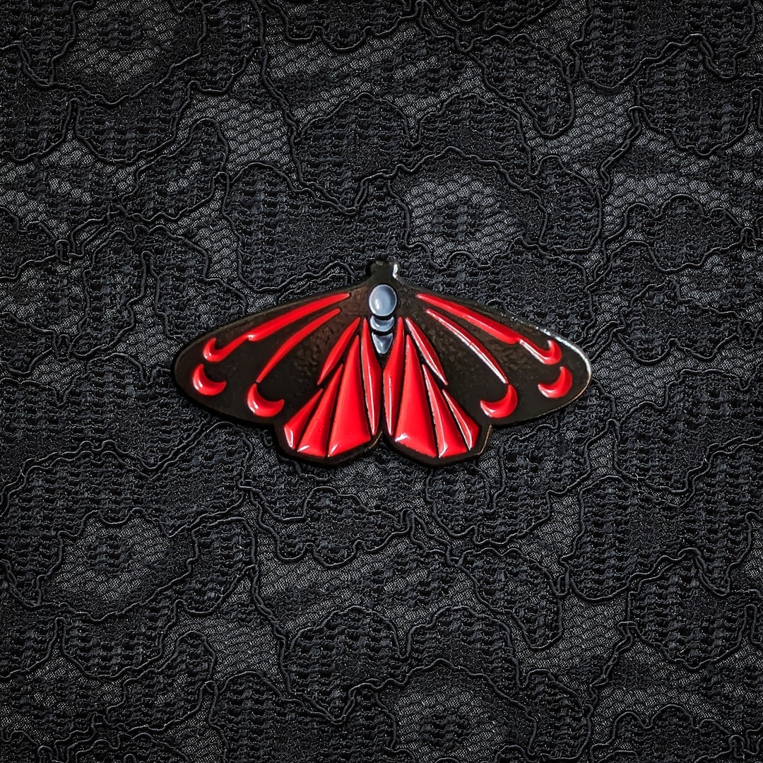 Cinnabar Moth Pin Red Moth Soft Enamel Pin Poison Moth Black Lapel Pin ...