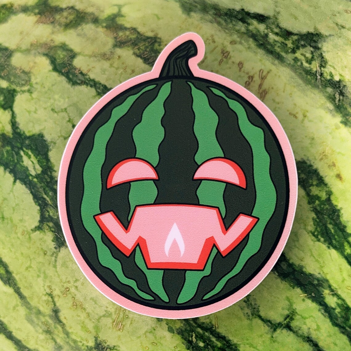 Summerween Watermelon Jack-o'-lantern Sticker: Happy Halloween Fan Gift ...