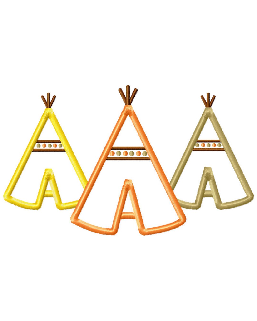 Tee Pee Trio Embroidery Design, Three Tee Pee Applique Design, 3 Teepee ...