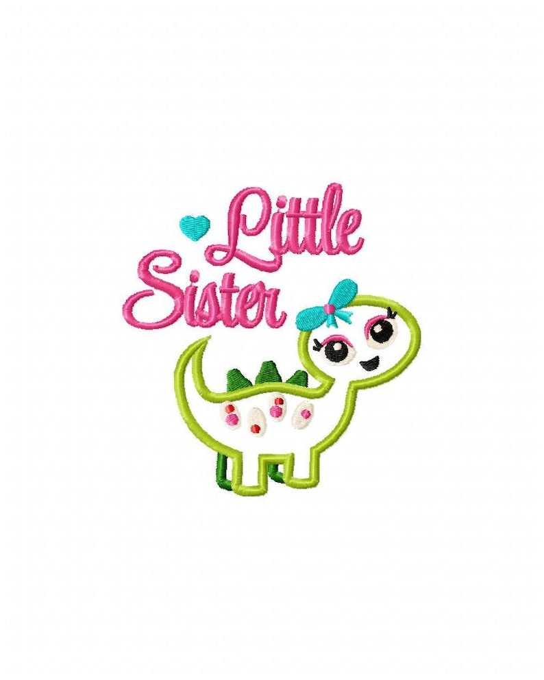 Little sister embroidery design little sister applque design | Etsy