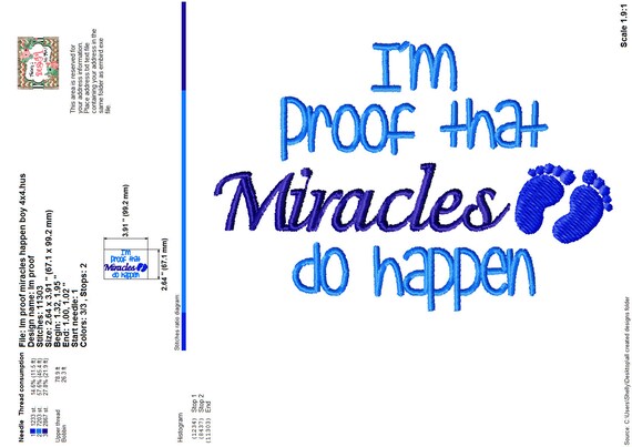 Sewing & Fiber newborn embroidery design I'm proof that miracles do ...