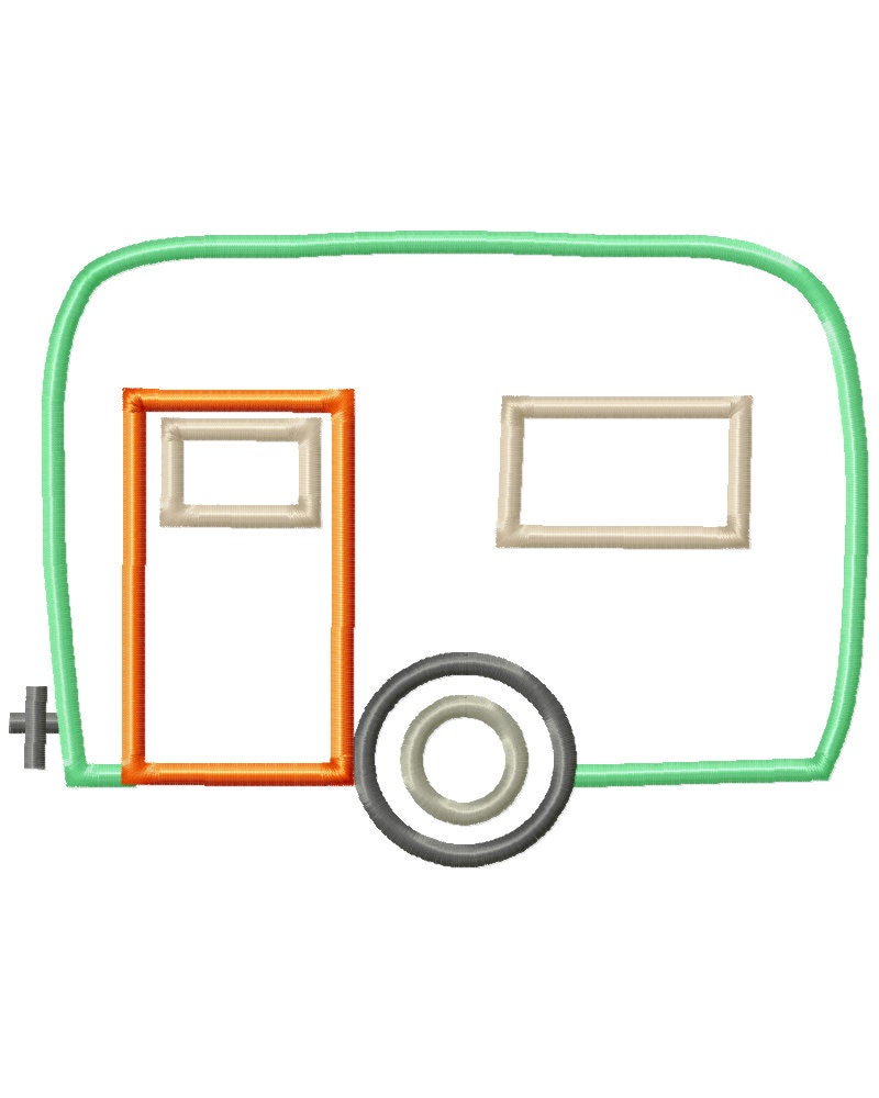 Camping Trailer Embroidery Design Camper Applique Design | Etsy
