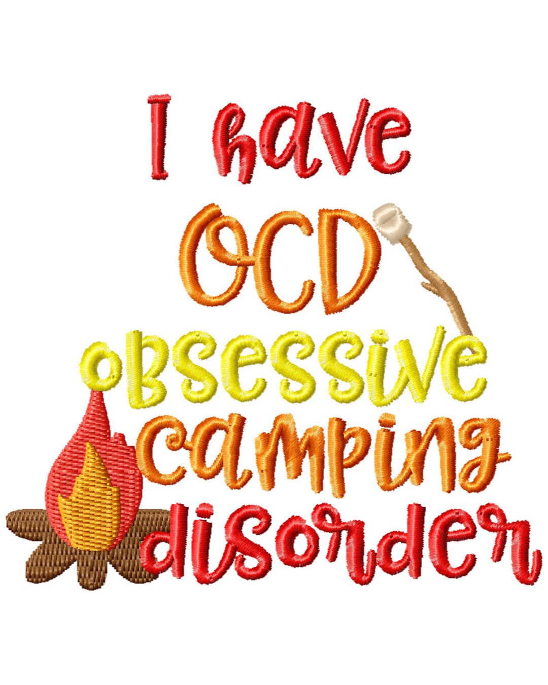 OCD Obsessive Camping Disorder Embroidery Design (4x4, 5x7, 6x10 Hoop ...