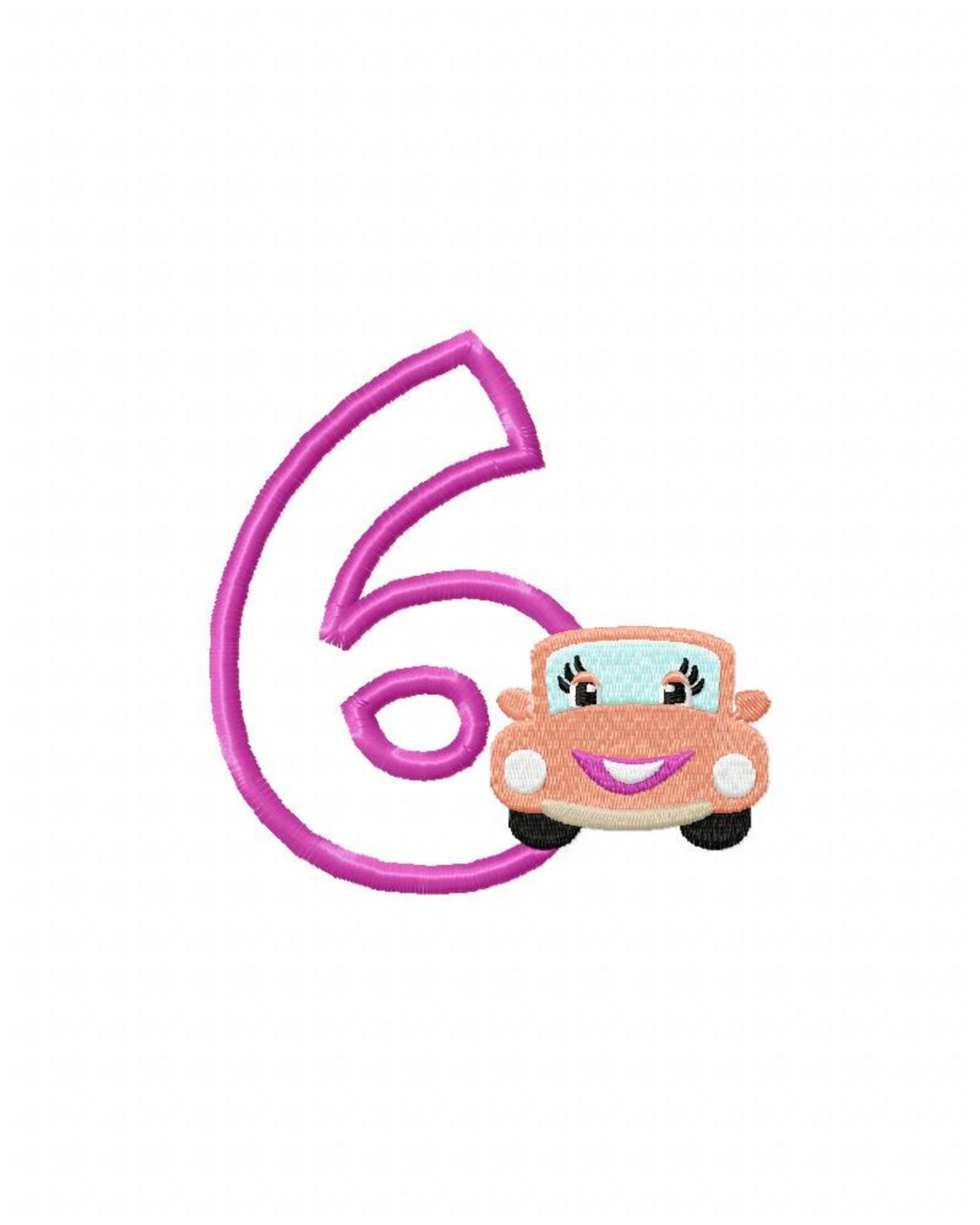 Sixth Birthday Embroidery Design, 6th Birthday Design, Car Embroidery ...