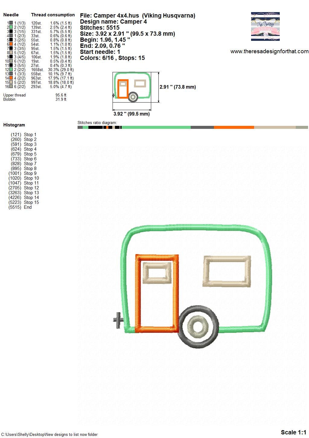 Camping Trailer Embroidery Design Camper Applique Design | Etsy