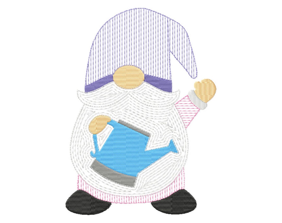 Spring Gnome Embroidery Design Gnome With Watering Can Embroidery ...