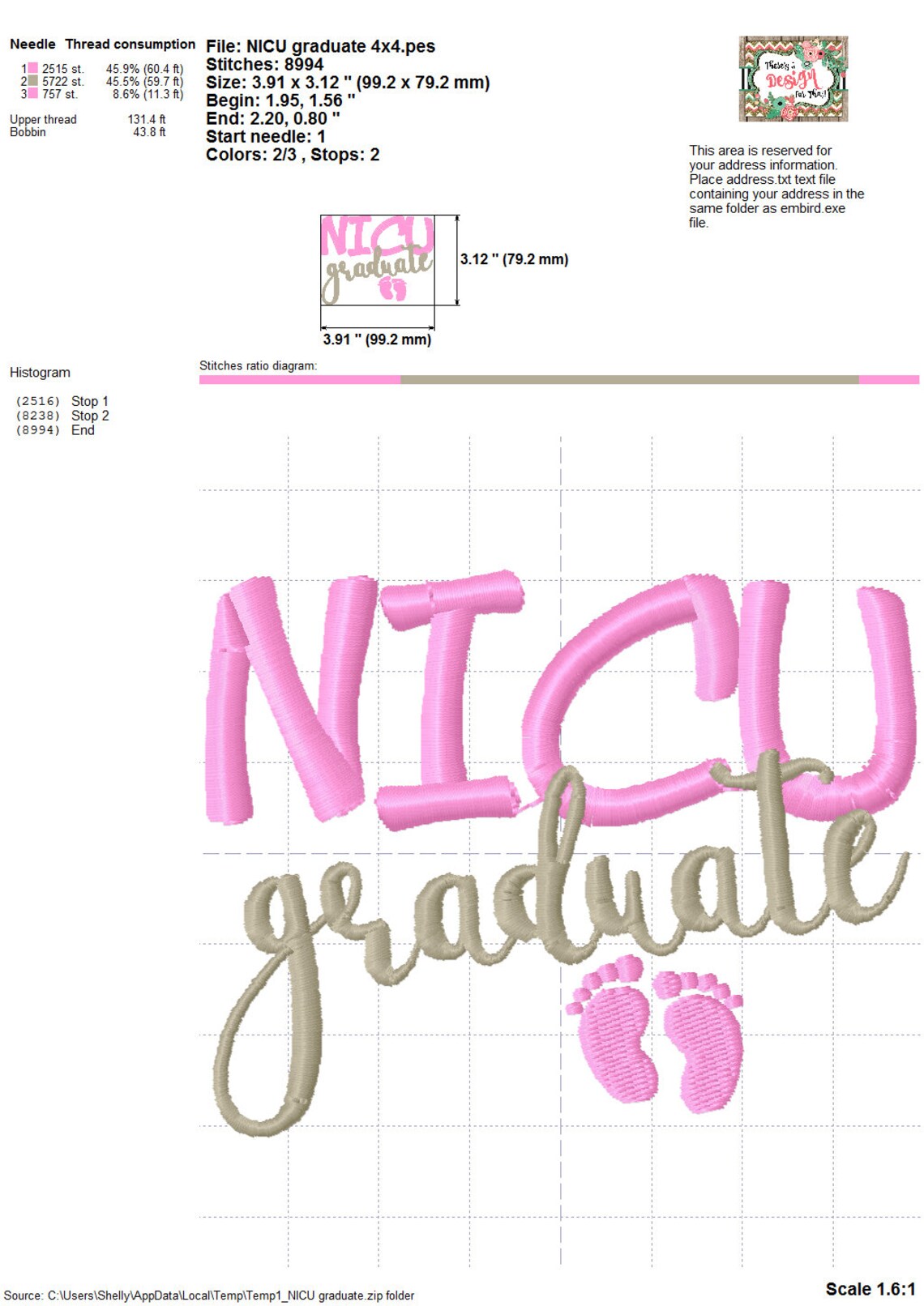 NICU Graduate Embroidery Design Preemie Embroidery Design | Etsy