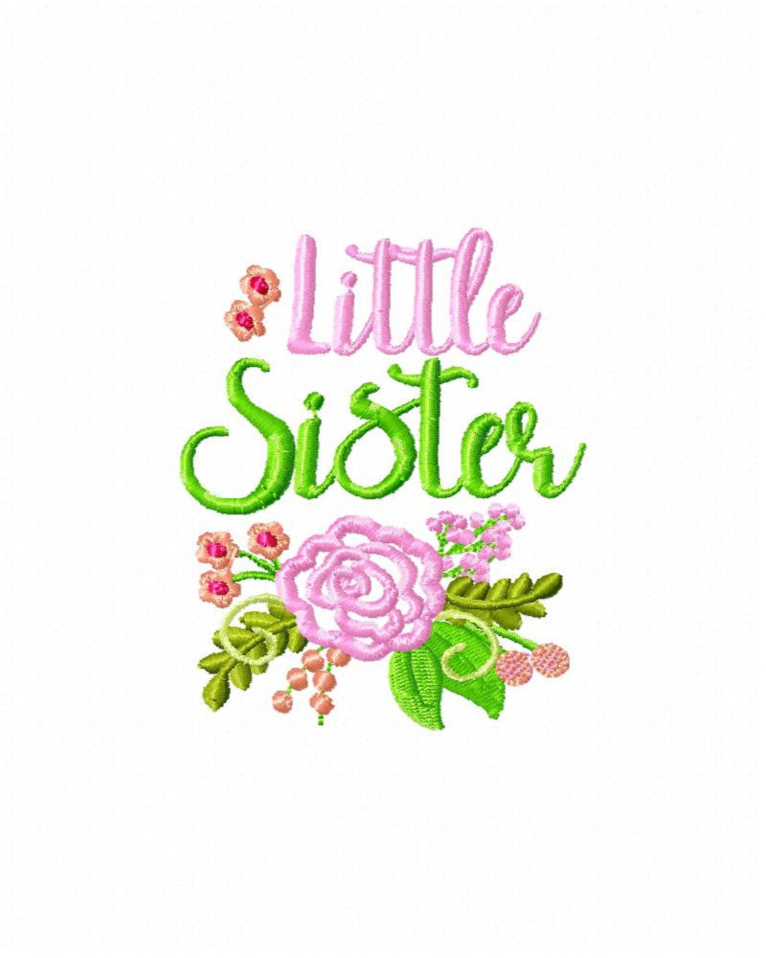 Little Sister Floral Embroidery Design, Newborn Embroidery Design, New ...