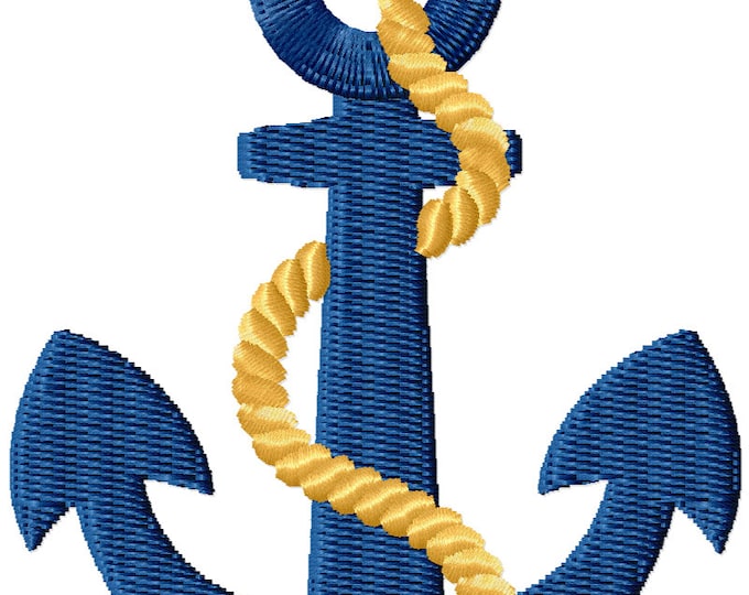 Stitch Filled Anchor Embroidery Design, Boat Anchor With Rope Filled ...