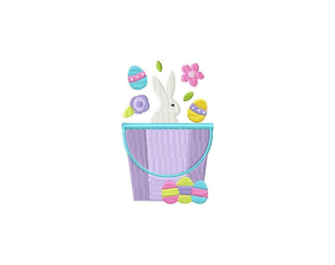 Easter Bucket Bunny Eggs Embroidery Design (digital Download) - Etsy
