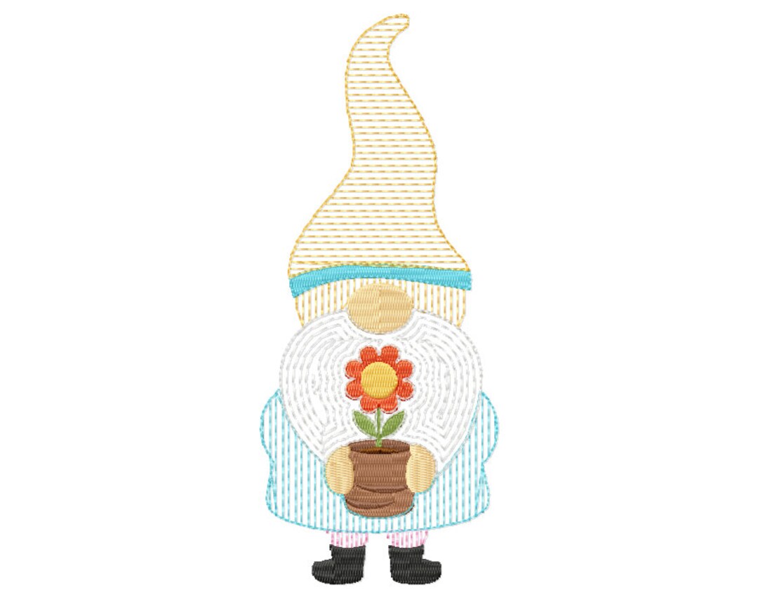 Spring Gnome With Flower Embroidery Design Easter Gnome Embroidery ...