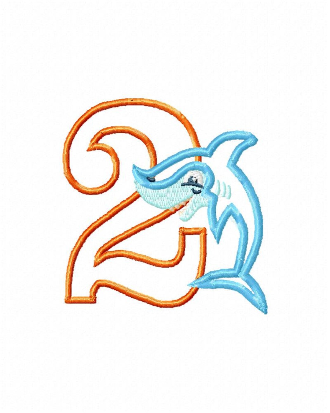 2nd Birthday Embroidery Design, Second Birthday Shark Embroidery Design ...