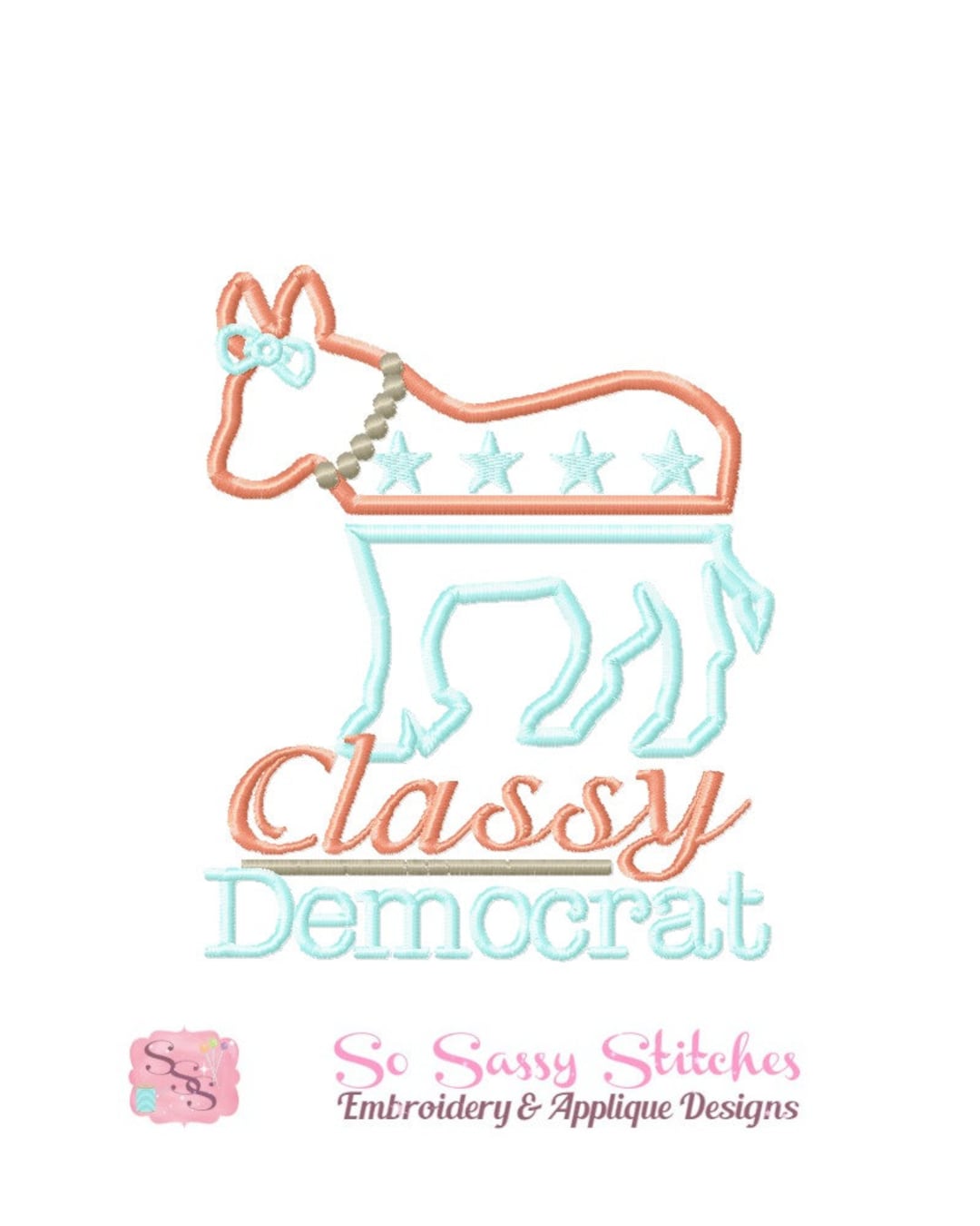 Classy Democrat Embroidery Design, Democrat Embroidery, Election Design ...