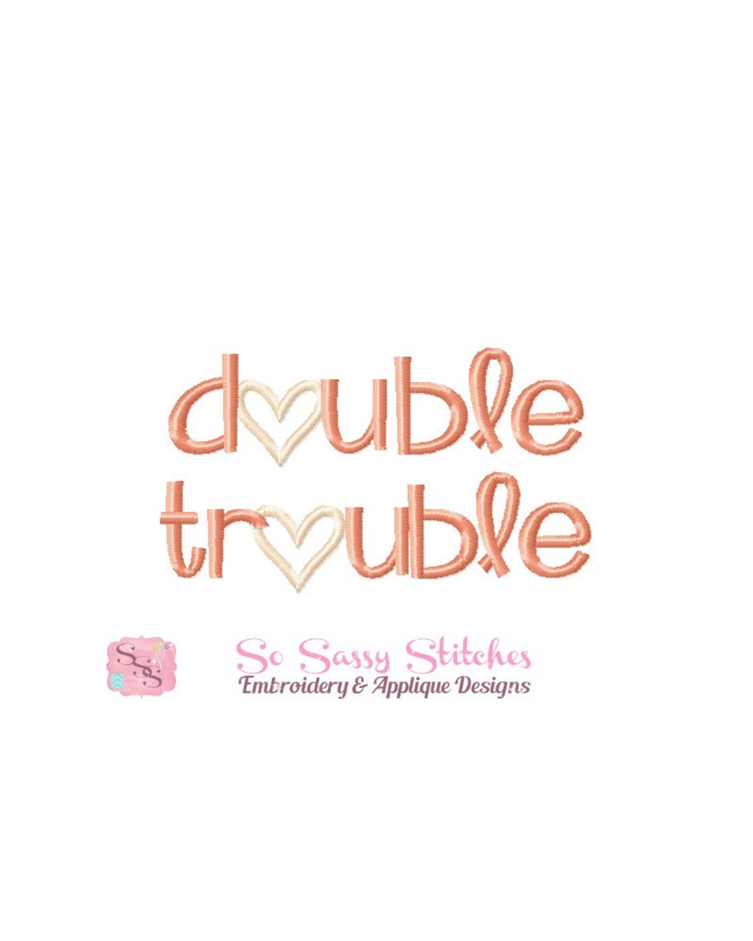 Double Trouble Embroidery Design, Twin Embroidery Design, Embroidery ...
