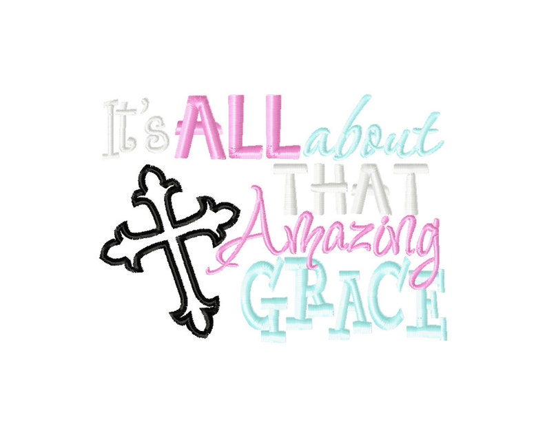 Grace Christian Cross Embroidery Design (5x7 Hoop) (instant Download - Etsy