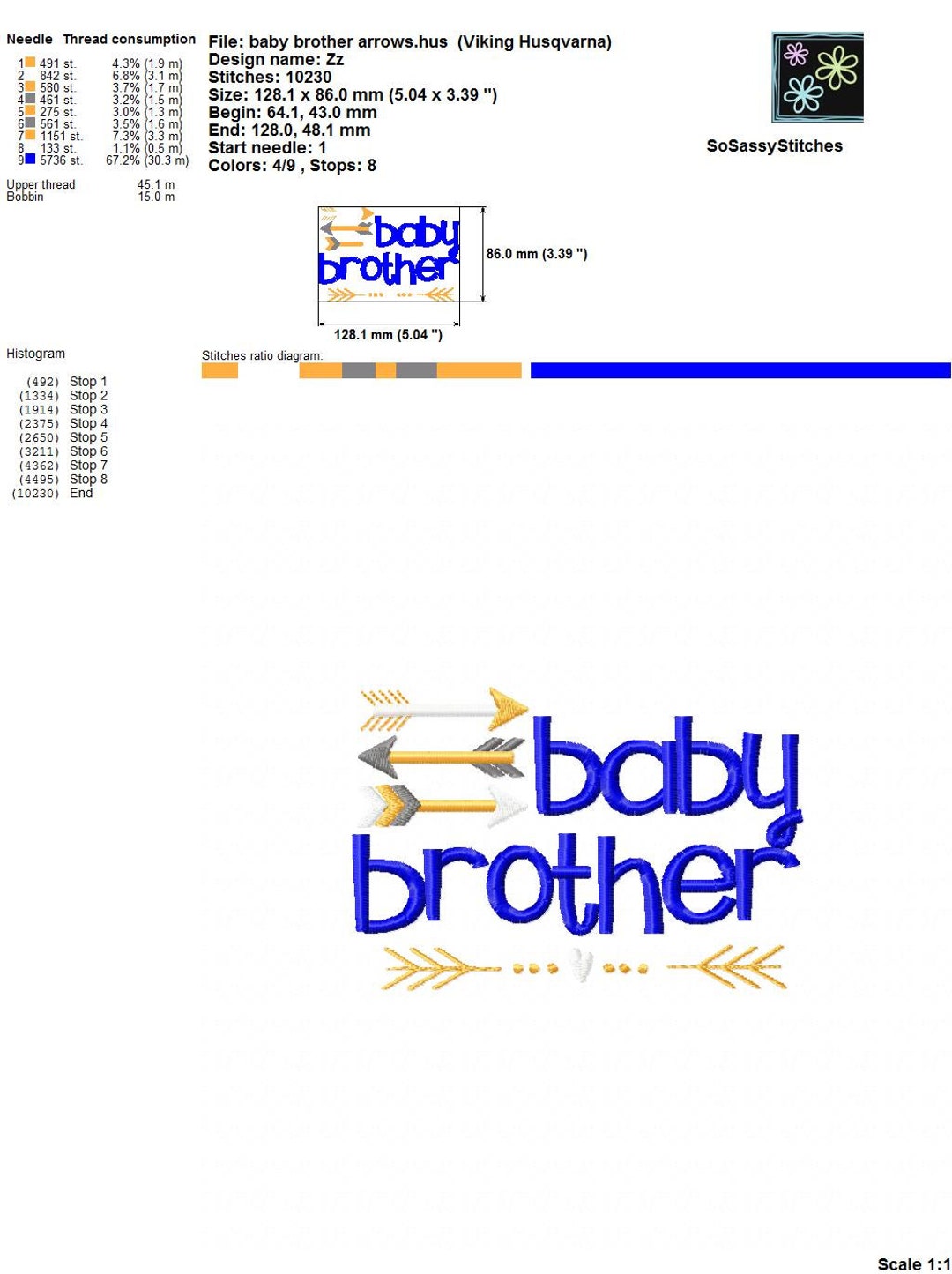 Baby Brother Arrow Embroidery Design, Baby Brother, Embroidery Design ...