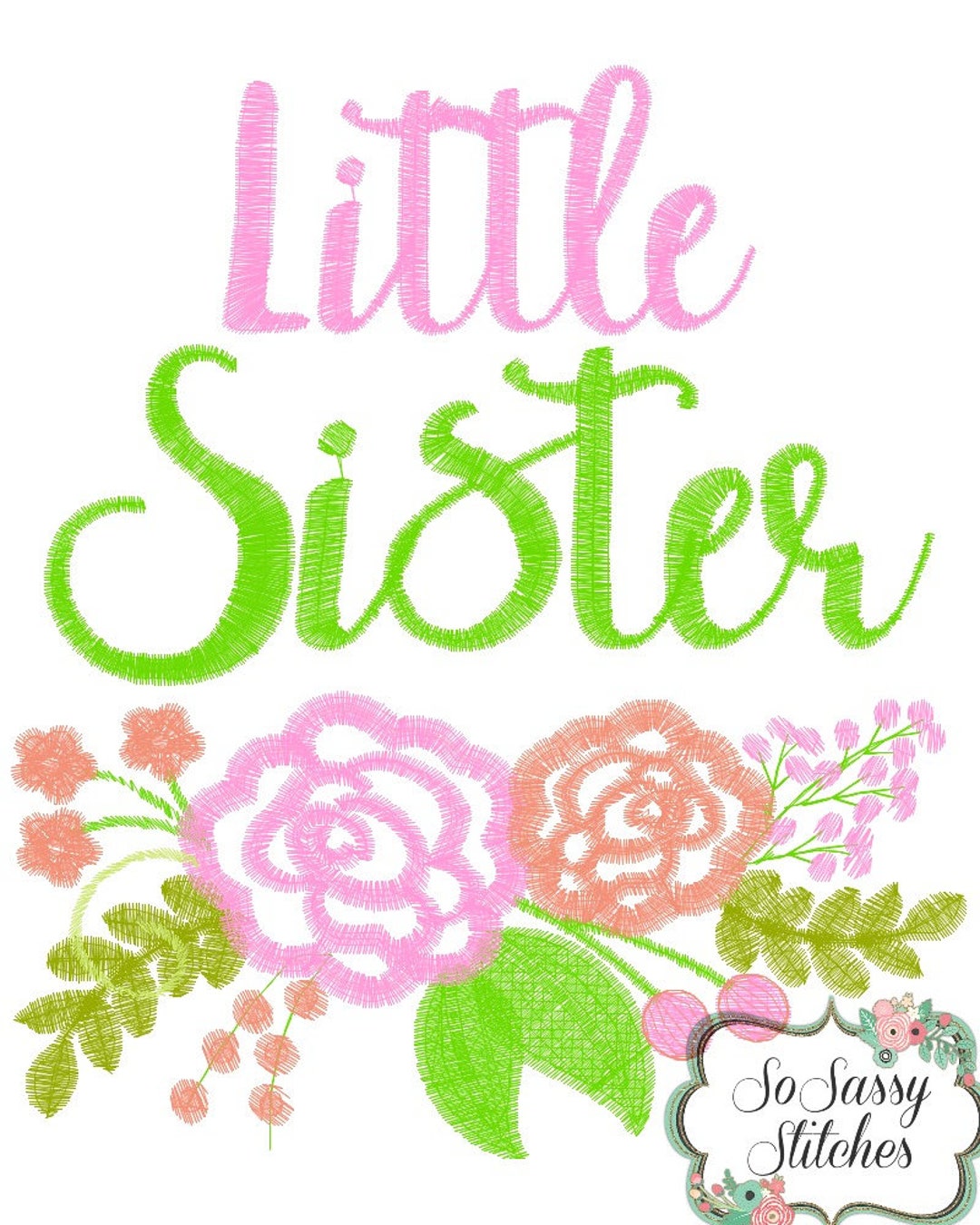 Little Sister Embroidery Design, Shabby Chic Little Sister Embroidery ...