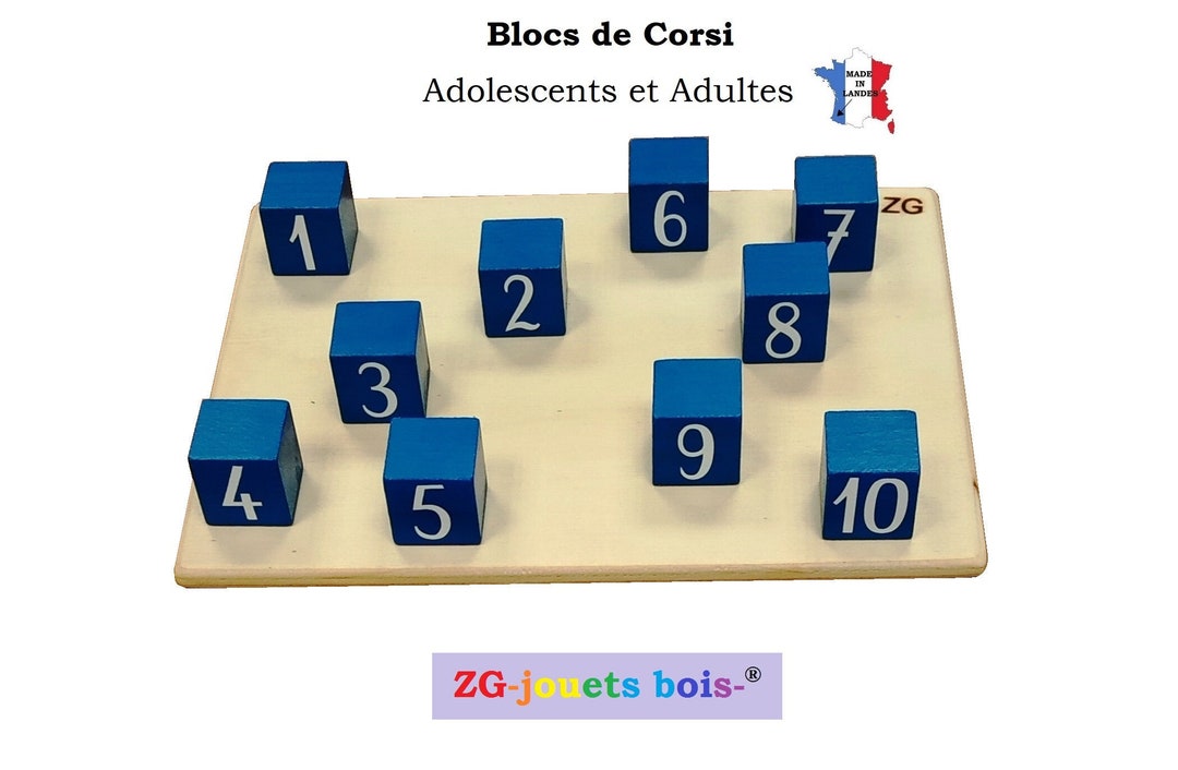 Corsi Blocks 10 Cubes, Corsi Block-tapping Test, Wooden Test Material ...