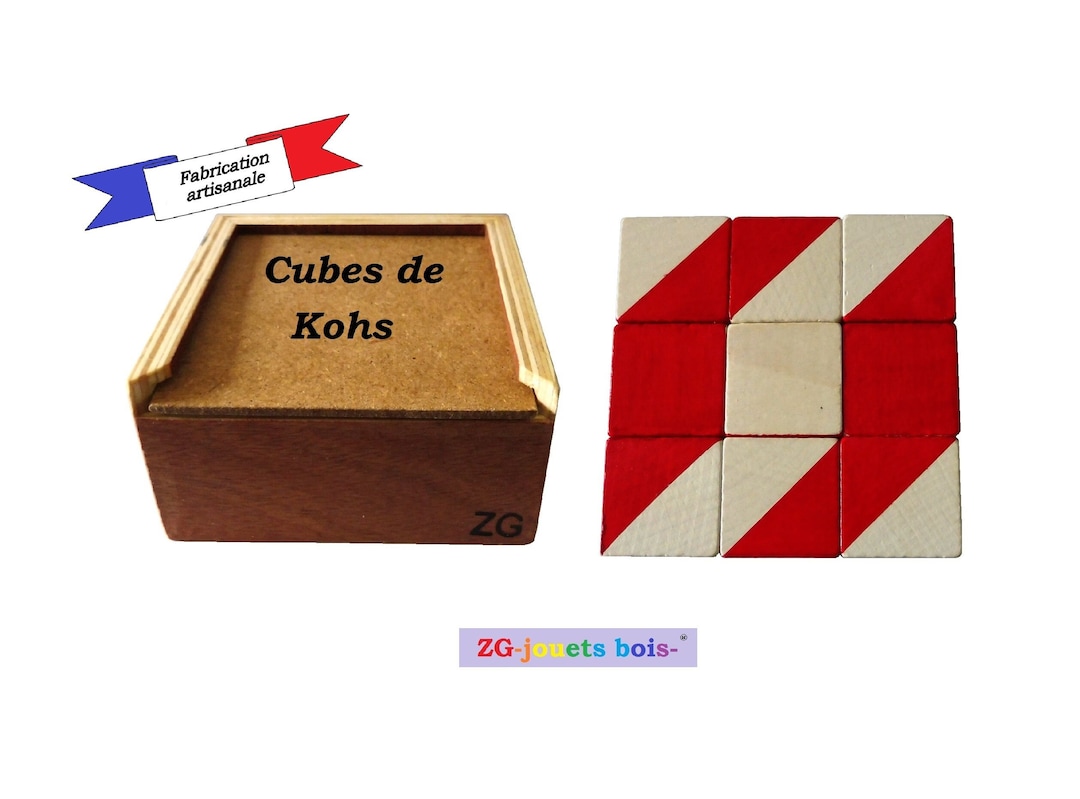 9 Kohs Cubes, Wood, White and Red, High-end, Hand Painted, Box ...