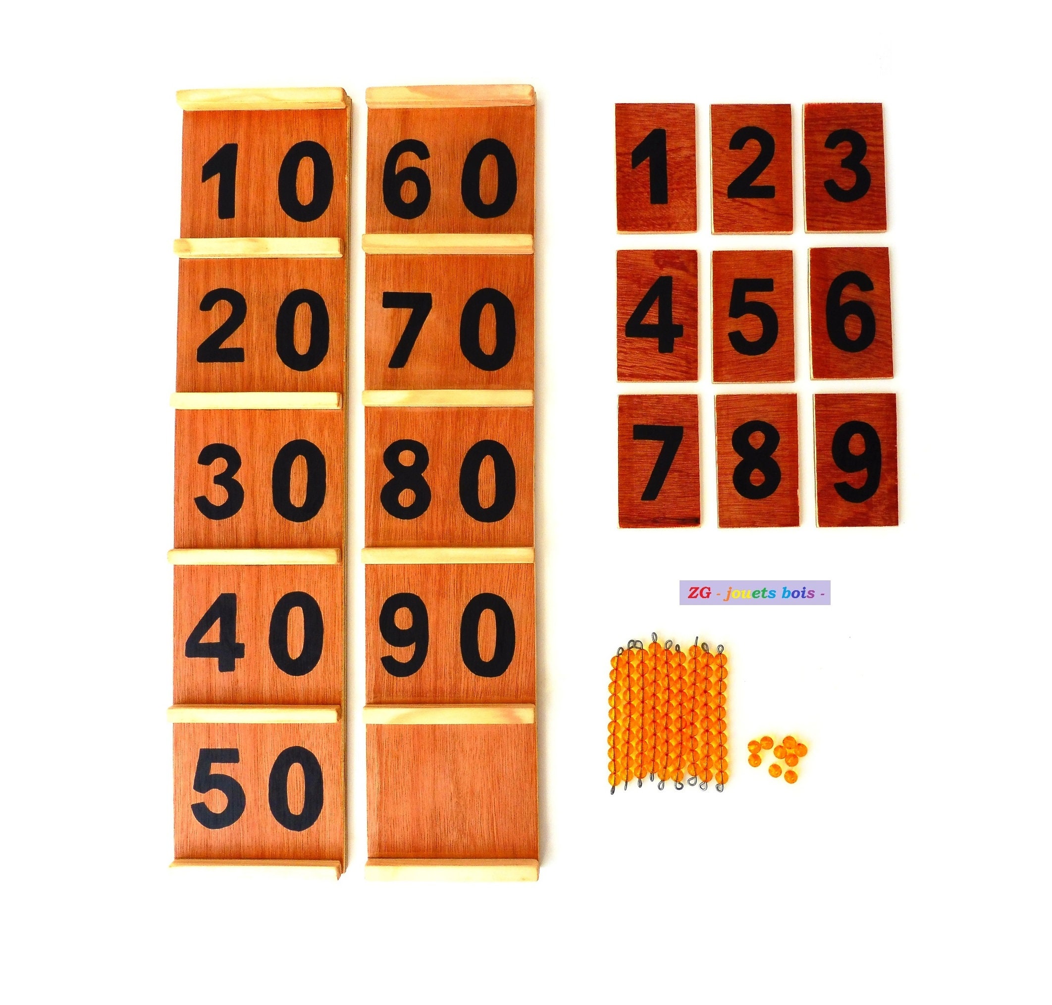 Mesa Montessori Seguin II, material matemático, lote de cuentas a ...