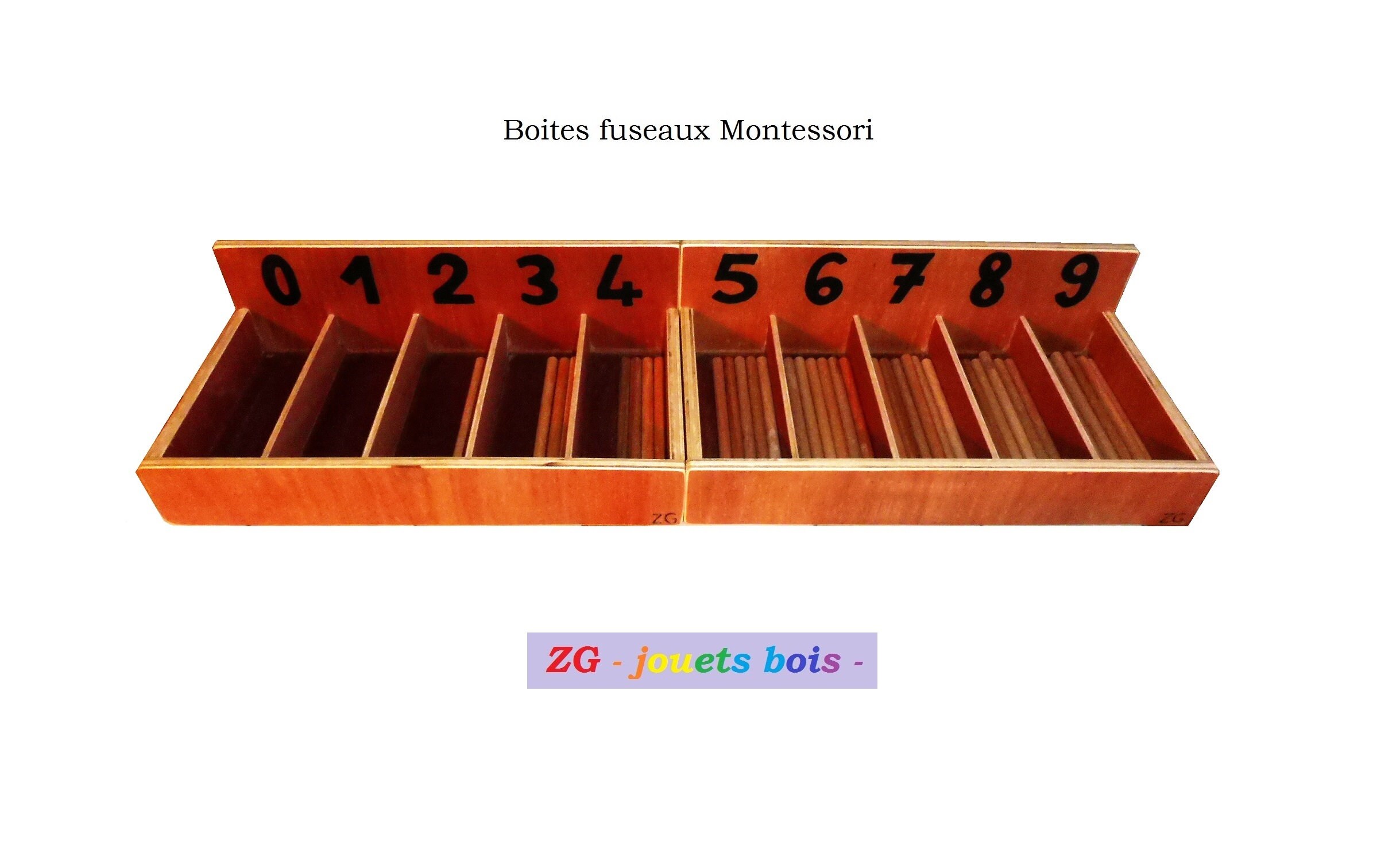 Boite à fuseaux, matériel mathématiques pédagogie Montessori ...