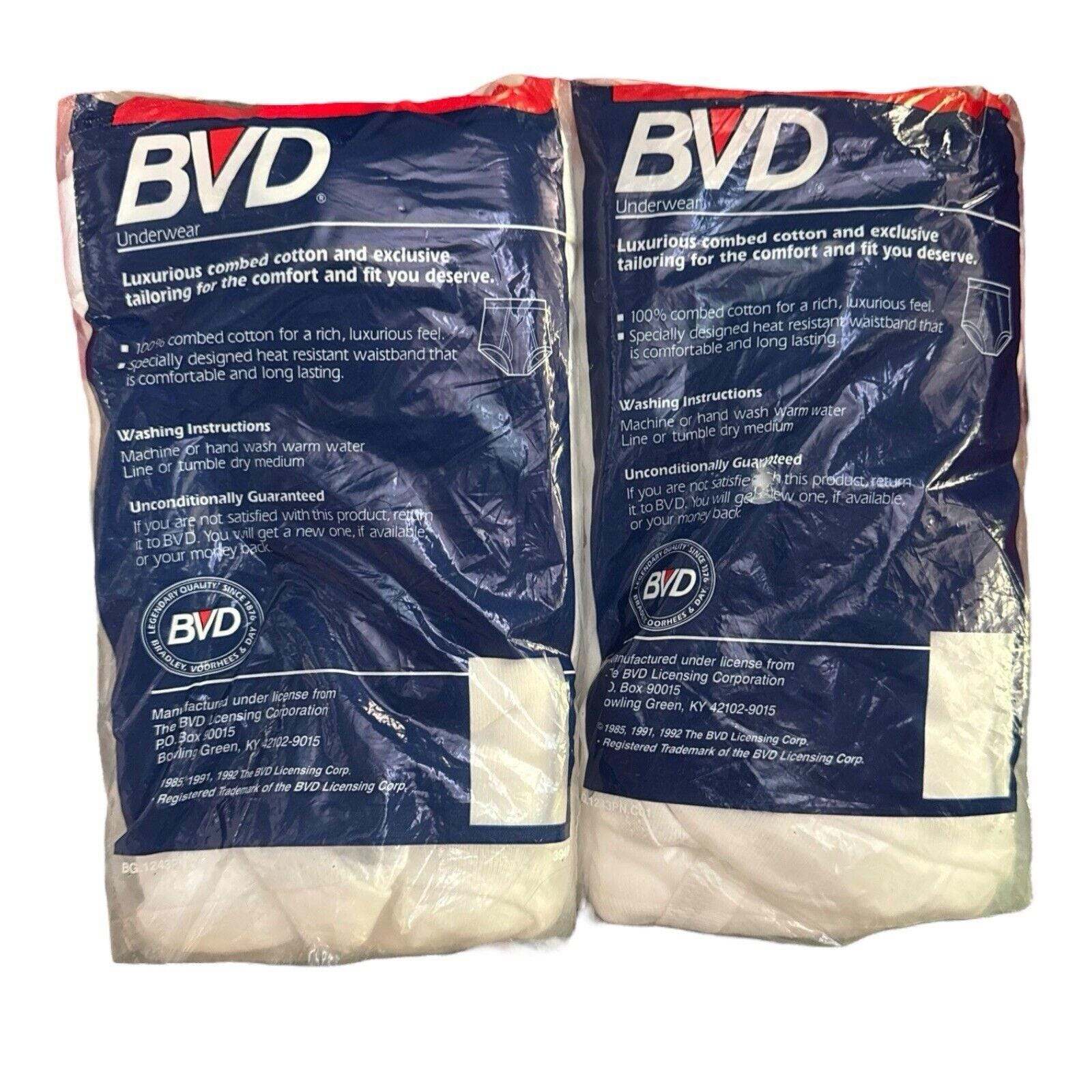 New Vintage BVD White Cotton Briefs Size 44 NOS 1992 USA Made 2 ...