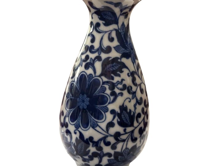 Vtg Cobalt Blue & White Floral Teardrop Bombay Porcelain Vase Made in ...