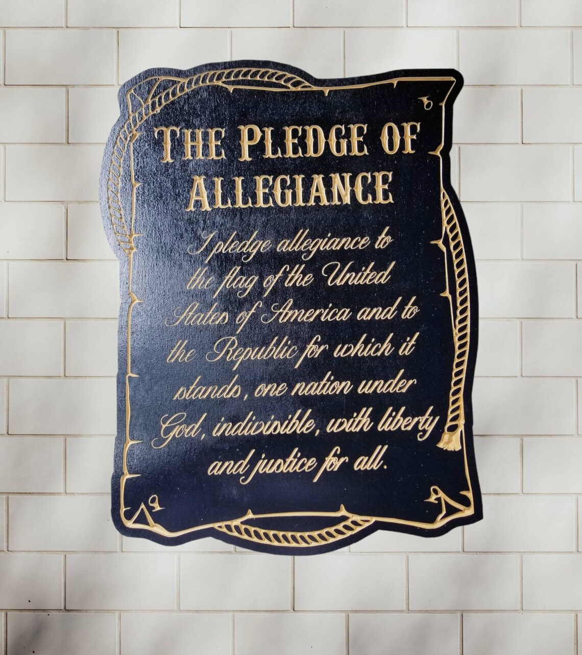Pledge of Allegiance Pledge Wood Sign Wall Hanging Wall Art Justice for ...